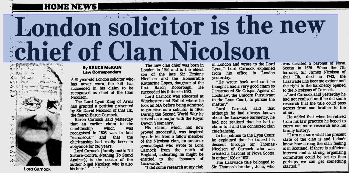 Re-Establishment of Clan MacNeacail